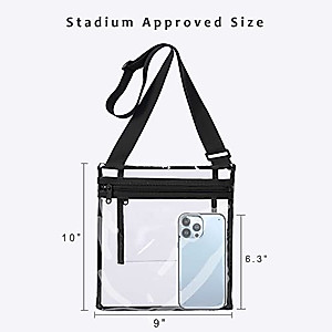 BAGAIL Clear Bag Stadium Approved Cross-Body Shoulder Messenger Bag Clear Purse with Adjustable Strap