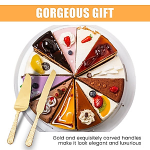 Wedding Cake Knife and Server Set: 2 Pcs Gold Cake Cutting Set, Stainless Steel Vintage Engraved Cake Knife and Server Set, Wedding Cake Cutting Set for Wedding Birthday Parties Christmas (Rose)
