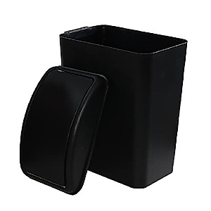 Easymanie 16 L Plastic Garbage Can with Swing Lid, Black Kitchen Slim Trash Can