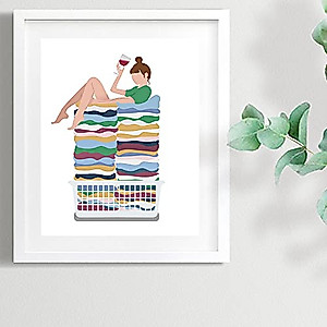 SUUURA-OO Laundry Room Wall Art Decor Prints Set of 4(8"x10" Unframed), Creative Illustration Laundry Room Rules Humorous Laundry Sign Posters for Women Mom Girl Sister Laundry Room