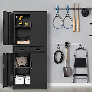 YEEZER Metal File Storage Cabinet, with 2 Lockable Drawers, 71 "H Lockable Steel Filing Cabinet with Adjustable Shelf, Suitable for Offices, Garages, Warehouses, School, Homes and Kitchens