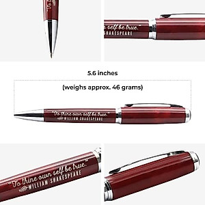 William Shakespeare Engraved Inspirational Quote Pen - To Thine Own Self Be True. - Literary Gifts for Writers Authors Readers Actors Librarians English Teachers