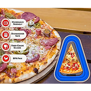 Reusable Pizza Storage Container Collapsible Expandable with 5 Microwavable Serving Trays, Adjustable Pizza Slice Container to Organize and Save Space, Microwave Dishwasher Safe (Blue Color)