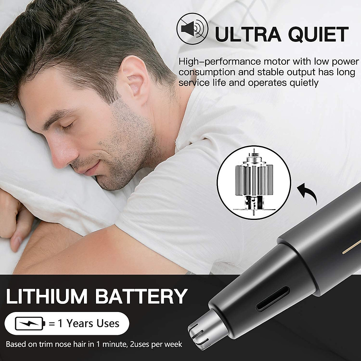 Lithium Ear and Nose Hair Trimmer Clipper for Men & Women, USB Rechargeable Professional Eyebrow Trimmer, Smart Cleaning System Waterproof Painless Facial Hair Remover