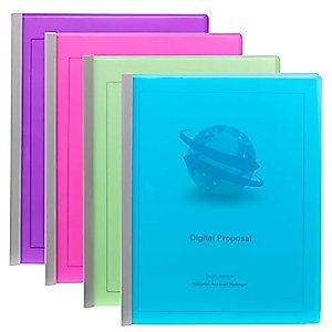 Smead Poly Report Cover with Sliding Bar, 25 Sheet Capacity, Letter Size, Assorted Colors, 4 per Pack (86047)