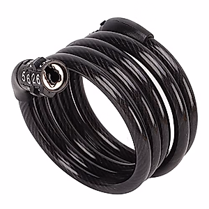 Bike Cable Lock, Manganese Steel Scratch Proof Drill Resistant Anti Theft Chain Lock Combination Not Changeable Password for Scooters