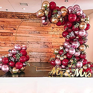138PCS Burgundy Balloon Garland Arch Kit Burgundy Balloons Blush Balloons and Metallic Gold Latex Balloons for Valentines Day Wedding Bachelorette Birthday Bridal Baby Shower Decoration