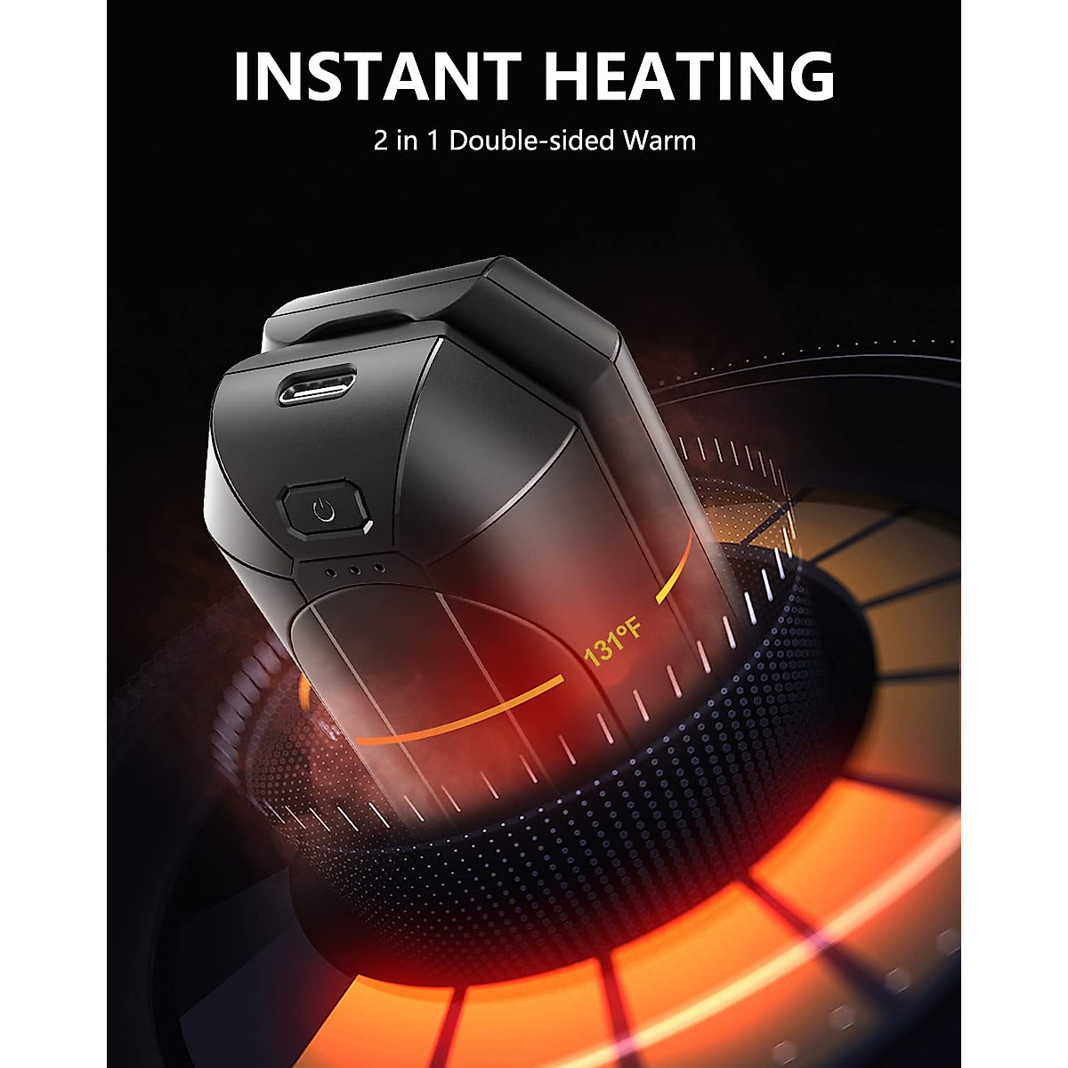 Hand Warmers Rechargeable, Dnaleao 2 Pack 4000mAh Electric Portable Pocket Heater, Heat Therapy Great for Outdoors, Hunting, Golf, Camping, Warm Gifts（Black）