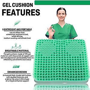 SIXAQUAE Fourth Generation Plus Gel Egg Seat Cushion for Wheelchair Long Sitting,Double-layer layer chair cushions for Office Chair and truck drivers.Back, Sciatica, Hip, Tailbone Pain Relief Cushion.