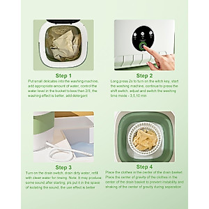 Portable Washing Machine, 13L Large Capacity Laundry Washer Cleaning for Underwear, Baby Clothes, Shirts,Small Delicates. Foldable Mini Washer and Dryer Combo for Apartment,Hotel,Camp,RV,Travel(Green)