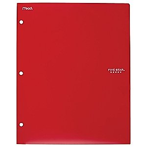 Five Star 2 Pocket Folder, Stay-Put Folder, Plastic, Folders with Pockets, Color Selected for You, 1 Count (33210)