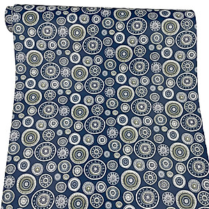 Yifely Self-Adhesive Shelf Liner Removable Drawer Paper for Dorm Apartment Furniture Decor, Modern Circle, 17.7 Inch by 9.8 Feet