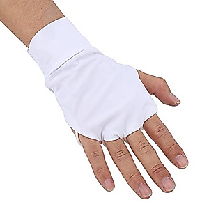 SPYMINNPOO Half Finger Golf Gloves, Right Hand Ice Silk Solar UV Protection Breathable Gloves Sport Golf Glove for Men and Women L White