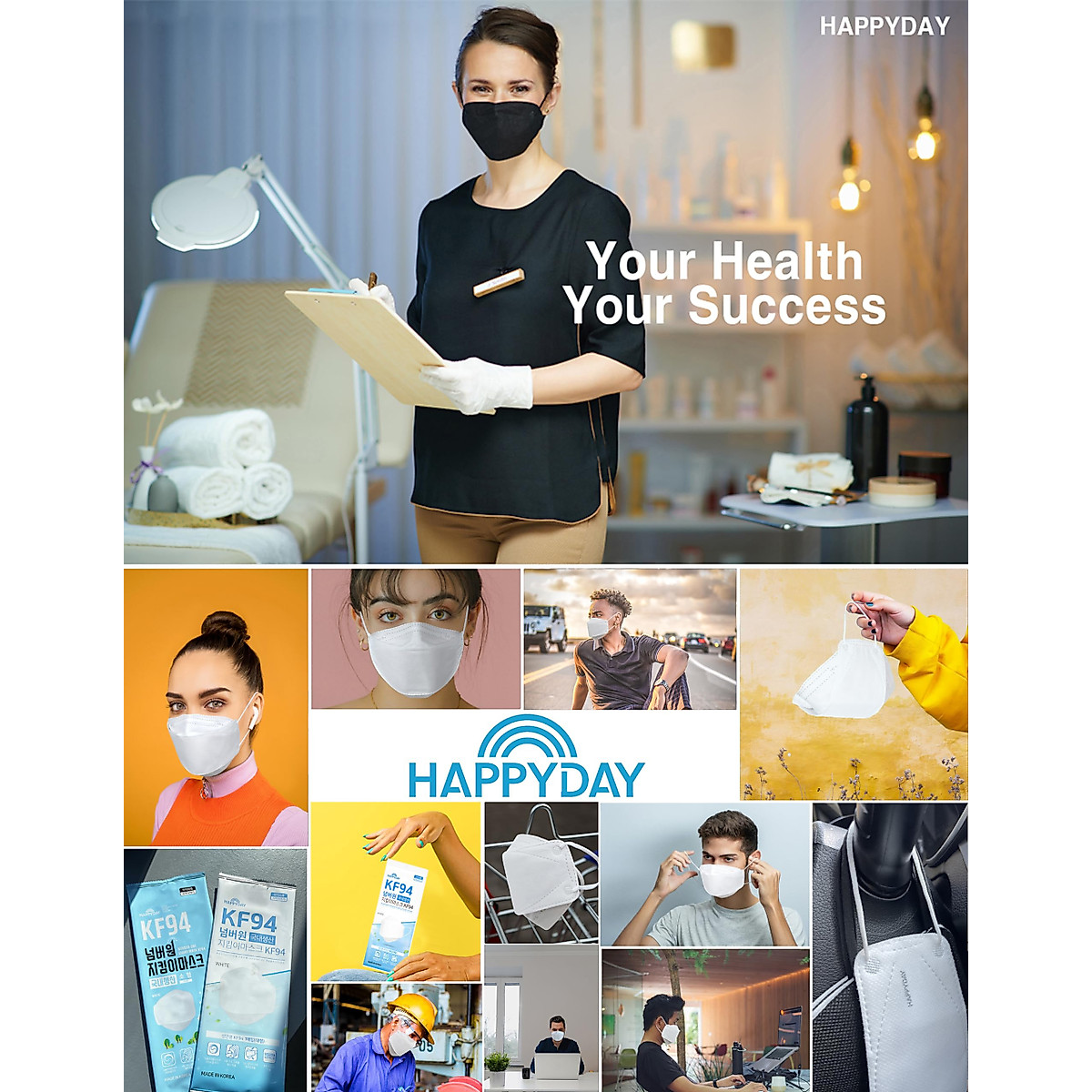 HAPPYDAY A Set of 25 Packages Made in KOREA KF94 White Face Mask for Adult