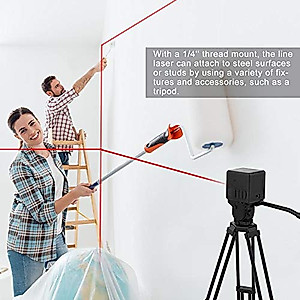 Laser Level, RockSeed 100 Feet Cross Line Laser with Self-Leveling, Vertical and Horizontal Line, Rotatable 360 Degree, Carrying Pouch, Battery Included (Red)