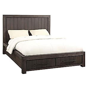 Modus Furniture Solid Wood Footboard-Storage Bed, California King, Heath - Basalt Grey