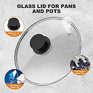Wadaza Pan Lid 7 Inch - Tempered Glass Pot Lid - Oven Safe Replacement Glass Lid for Frying Pan Wok Pot Skillet