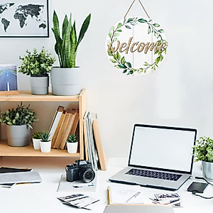 Rustic Wooden Hanging Decor Welcome Sign for Front Door or Covered Outdoor Porch, Farmhouse Home Outdoor Indoor Decor, White (12*12 inch)