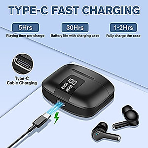 True Wireless Earbuds with 4 Mic, 5.3 Bluetooth Headphones with Dual LED Power Display, 35H Playtime in-Ear Earphones with Microphone , IPX5 Waterproof Ear Buds for Android iOS Gaming Laptop TV Sport