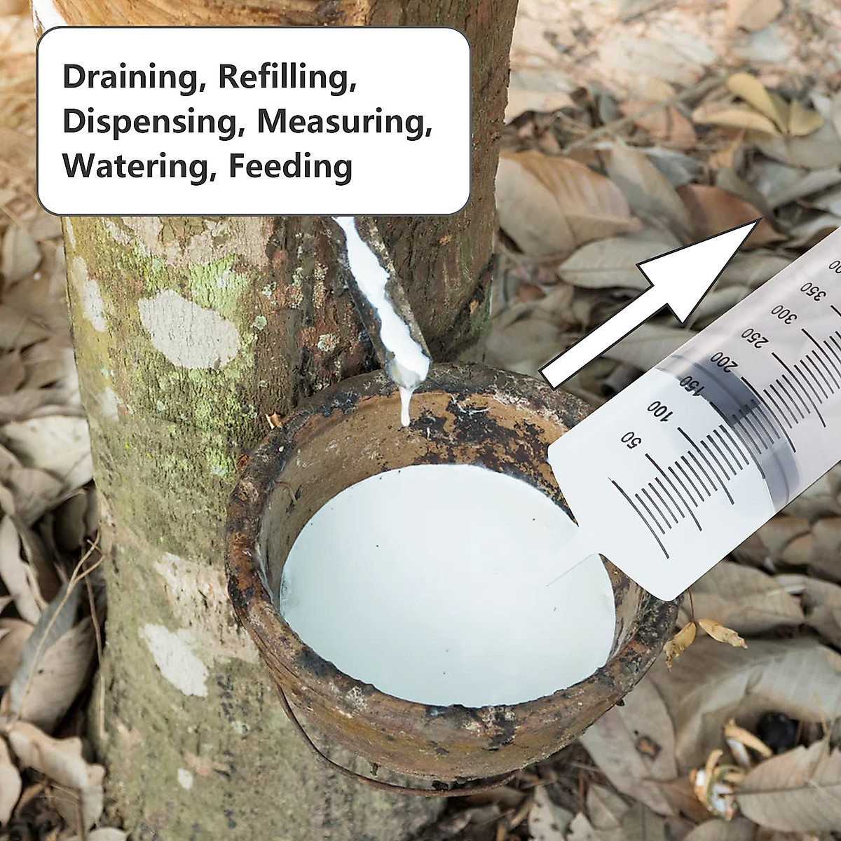 AKOLAFE 2 Sets of 500ml Syringe with 51.2 Inch Tube, Needle, Adapter, Plastic Syringe with Needle, Large Syringe for Liquid, Resin, Oil, Draining, Refilling, Dispensing, Measuring, Feeding