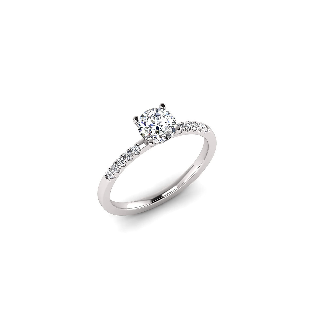 1.00 Carat TW Women's Moissanite and Natural Diamonds Engagement Ring in 10k White Gold, Size 9