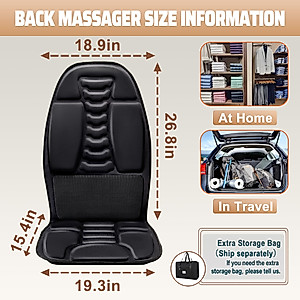 comrelax Back Massage Chair Pad, Deep Tissue Vibration Seat Massage Cushion, 2 Levels Cooling or Heat Back Massage for Muscle Fatigue Stress Relief