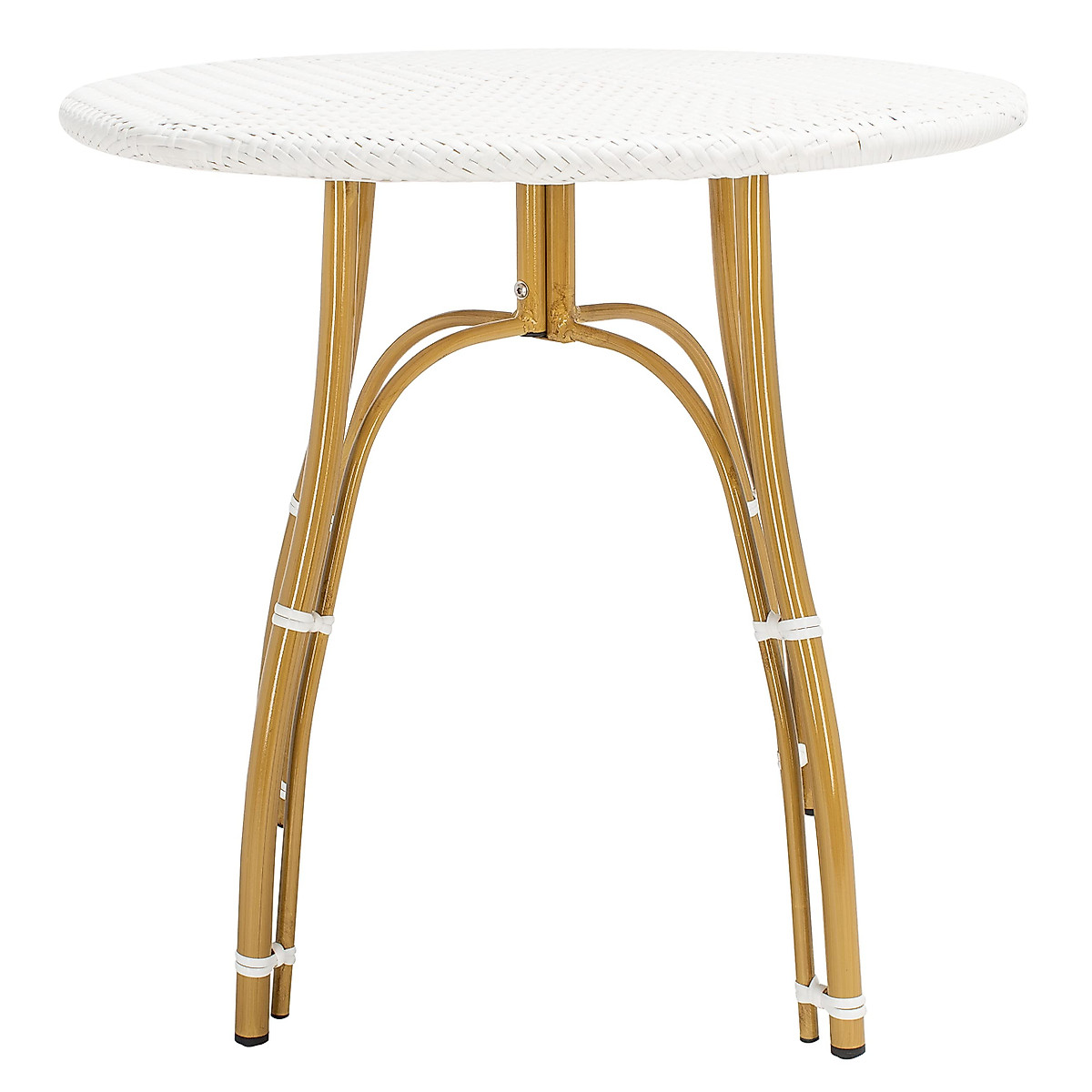 SAFAVIEH PAT4011C Outdoor Kylie White Rattan Bistro Table