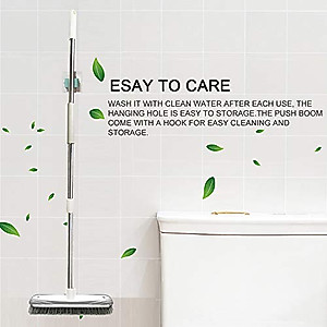 IZSOHHOME Push Broom,Tub Tile Broom Brush,Stiff Bristles Broom for Shower Cleaning, Patio, Kitchen,Grout and Garage,Indoor Outdoor Cleaning Brush,Adjustable Stainless Steel Long Handle-46.5"…