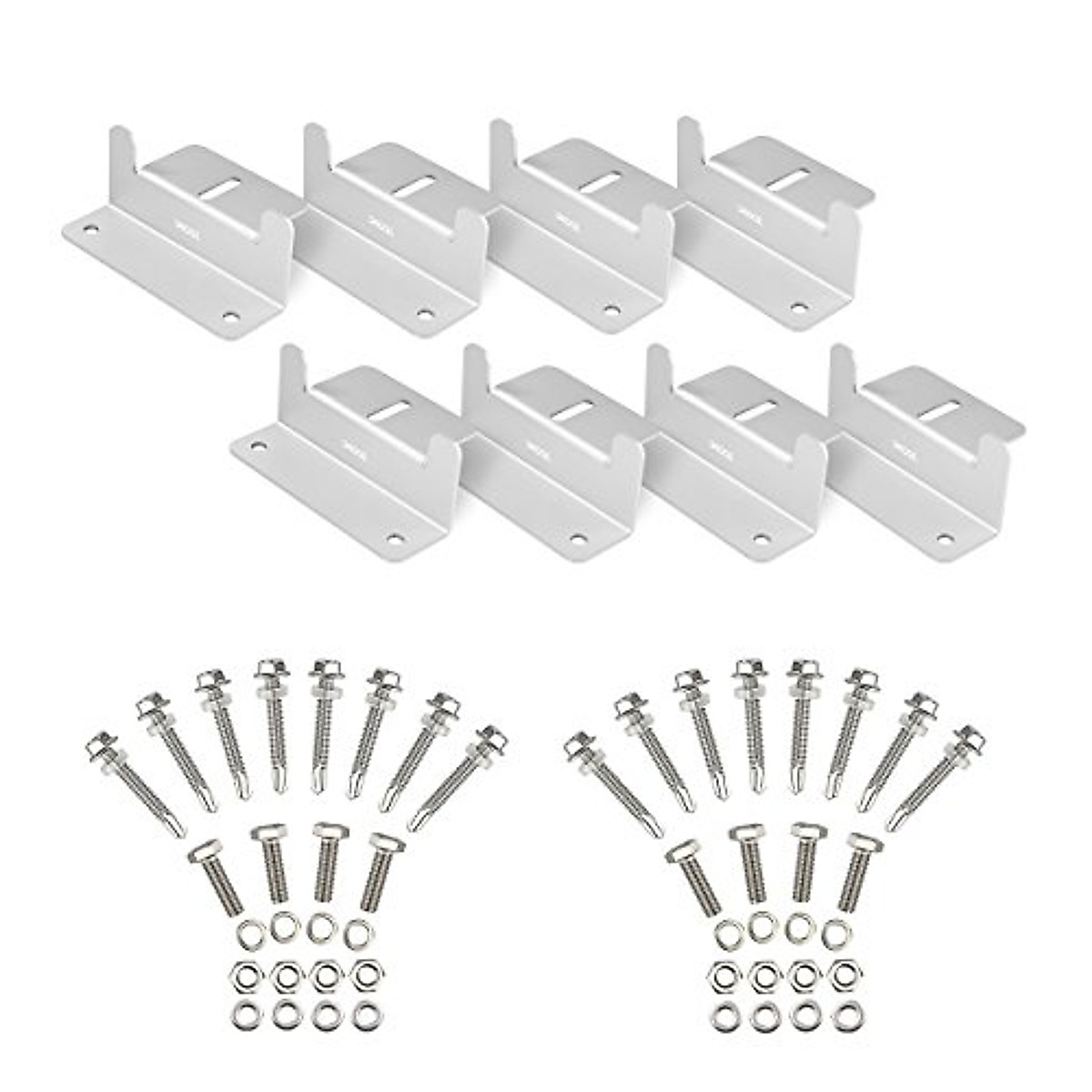 XOOL 2 Sets of Solar Panel Roof Mounting Z-Bracket with Nuts and Bolts for RV, Boat, Roof, Wall and Other Off Gird Roof Installation, Set of 4 Units