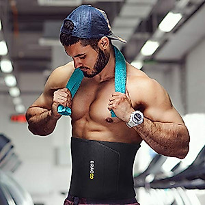 Bracoo Premium Waist Trimmer Wrap (Broad Coverage), Sweat Sauna Slim Belly Belt for Men and Women - Abdominal Waist Trainer, weight less, Increased Core Stability, Metabolic Rate, SE22, Black (L/XL)