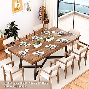 chartustriable 72 inch Solid Wood Dining Table for 4 5 6 People, Rustic Large Brown Rectangular Kitchen Dinner Tables w/Adjustable Metal Leg for Home Living Dining Room Farmhouse Office Family