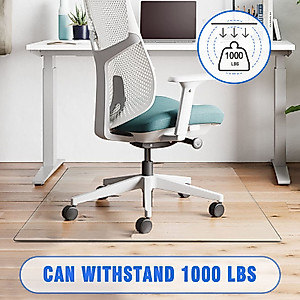 NeuType Glass Chair Mat, Tempered Glass Office Chair Mat for Carpet or Hardwood Floor - Effortless Rolling, Easy to Clean, Best for Your Home or Office Floor (36" x 36" x 1/5", Transparent)