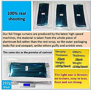 Vanujoy 3 Pack Teal Blue Foil Fringe Backdrop Curtains Party Decoration - Tinsel Party Door Fringe Curtain Backdrop for Birthday Bachelorette Party Engagement Bridal Shower Graduation Decoration