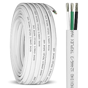 12 Gauge Marine Wire 12/3 12AWG Marine Grade Wire Triplex Tinned Copper Boat Cable,12 Gauge OFC Oxygen Free Copper Cable for Automotive RV Boat Speaker Solar Outdoor - 50ft