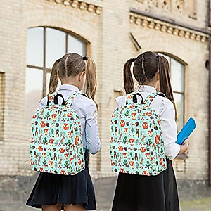 Psxnvid College Backpack Lightweight Cute Fox Bookbag, Durable Laptop Backpack Computer Backpacks for Boys Girls, Casual Daypack Stylish Women Backpack Purse with Adjustable Strap, Foxes