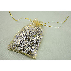 Wedding Favors Small Gift Bags, 100pcs 2.8x3.6 Inch (7x9cm) Gold Organza Bags for Party Favor Bags Small Business Candy Bags Mesh Bag (Gold, 2.8''x3.6'')