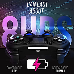 Wireless PS4 Controller - High-Performance Remote Joystick Game Console Controller Compatible with PS4/PS3, PC, Android, iOS Console - Dual Vibration, LED Lights, Built-in Speaker, 6-Axis Sensor