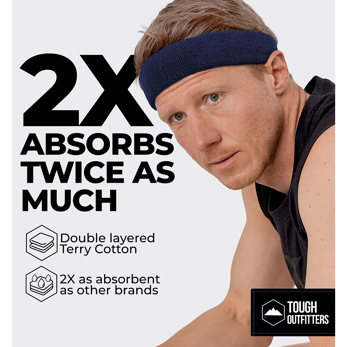Running Headbands for Men and Women - Athletic Sweatband - Terry Cloth Bands for Basketball, Tennis, Football, Gym, Running, Cosplay & Costumes