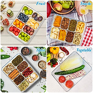 Snackle Box Container,Divided Serving Tray with Lid,Snack Boxes for kids/adults,Snack Tray for party/ travel/beach/ (with 4 Forks)
