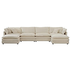 Oversized Modular Sectional Sofa Set,Extra Large U Shaped Convertible Couch with Reversible Chaise and Movable Ottoman,Free Combination Symmetrical Sofa&Couches Bed for Living Room Office