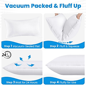 WINGLAM,Bed Pillows for Sleeping, Down Alternative Pillows, White,Microfiber Filled,Queen Pillows Set of 2,20x30 Inches,Super Soft,Hotel Collection,Queen Size Pillow for Back,Stomach or Side Sleepers