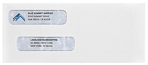 500 No. 8 Flip and Seal Double Window Security Check Envelopes - Designed for Quickbooks Printed Checks - Number 8 Size 3 5/8 Inch x 8 11/16 Inch