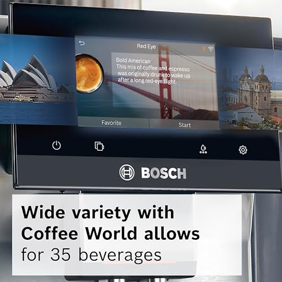 Bosch TPU60309 800 Series VeroCafe Fully Automatic Espresso Machine with Home Connect, 35 Beverage Varieties with Coffee World, Double Cup, in Black