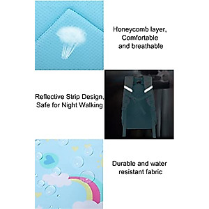 JiaYou Girls Backpack Sets Primary School Bookbag Rainbow Pattern Daypack with Lunch Bag(Black,19 Liters)