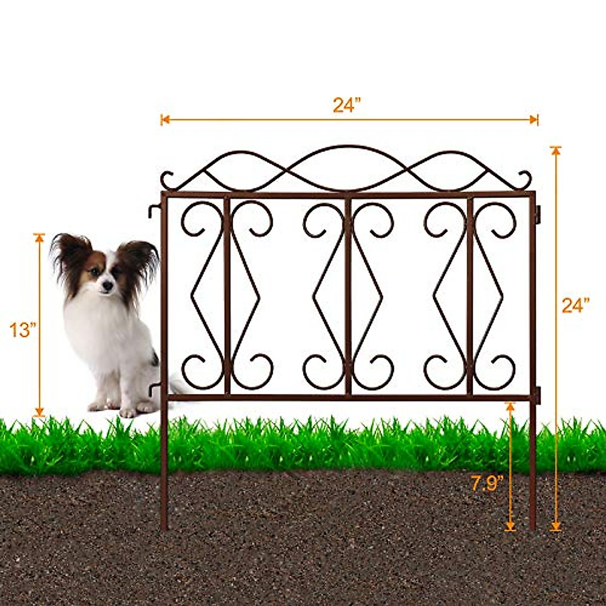 Amagabeli 5 Panels Decorative Garden Fence 10ft(L) x24in(H) in Total Outdoor Bronze Metal Wire Fencing Rustproof Patio Flower Bed Animal Barrier Border Fence Edge Section Panels ET330