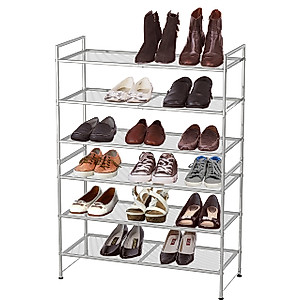 Simple Houseware 3-Tier Stackable Shoe Shelves Storage Utility Rack, Silver
