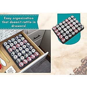 Polar Whale 2 Coffee Pod Storage Organizers Tray Drawer Insert for Kitchen Home Office Waterproof 10.9 x 14.9 Inches Holds 35 Compatible with Keurig K-Cup Durable Dark Gray Foam Made In The USA