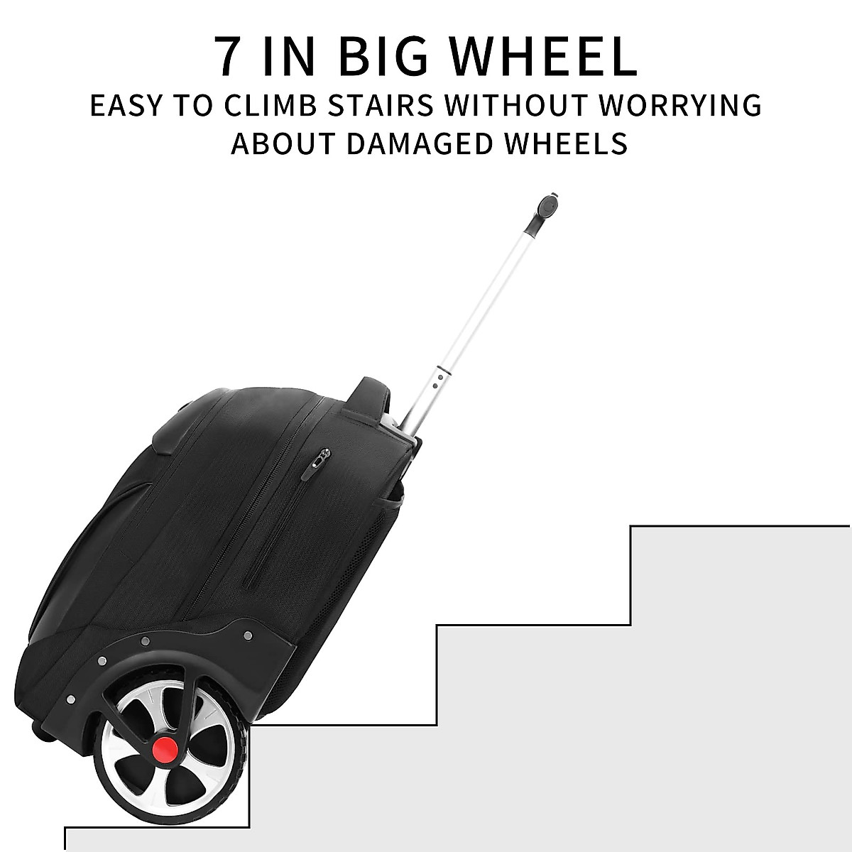 PINKSHE'S AOKING 18/20 Inch Large Wheeled Water Resistant Travel School Business Rolling Wheeled Backpack with Laptop (20inch, Black)