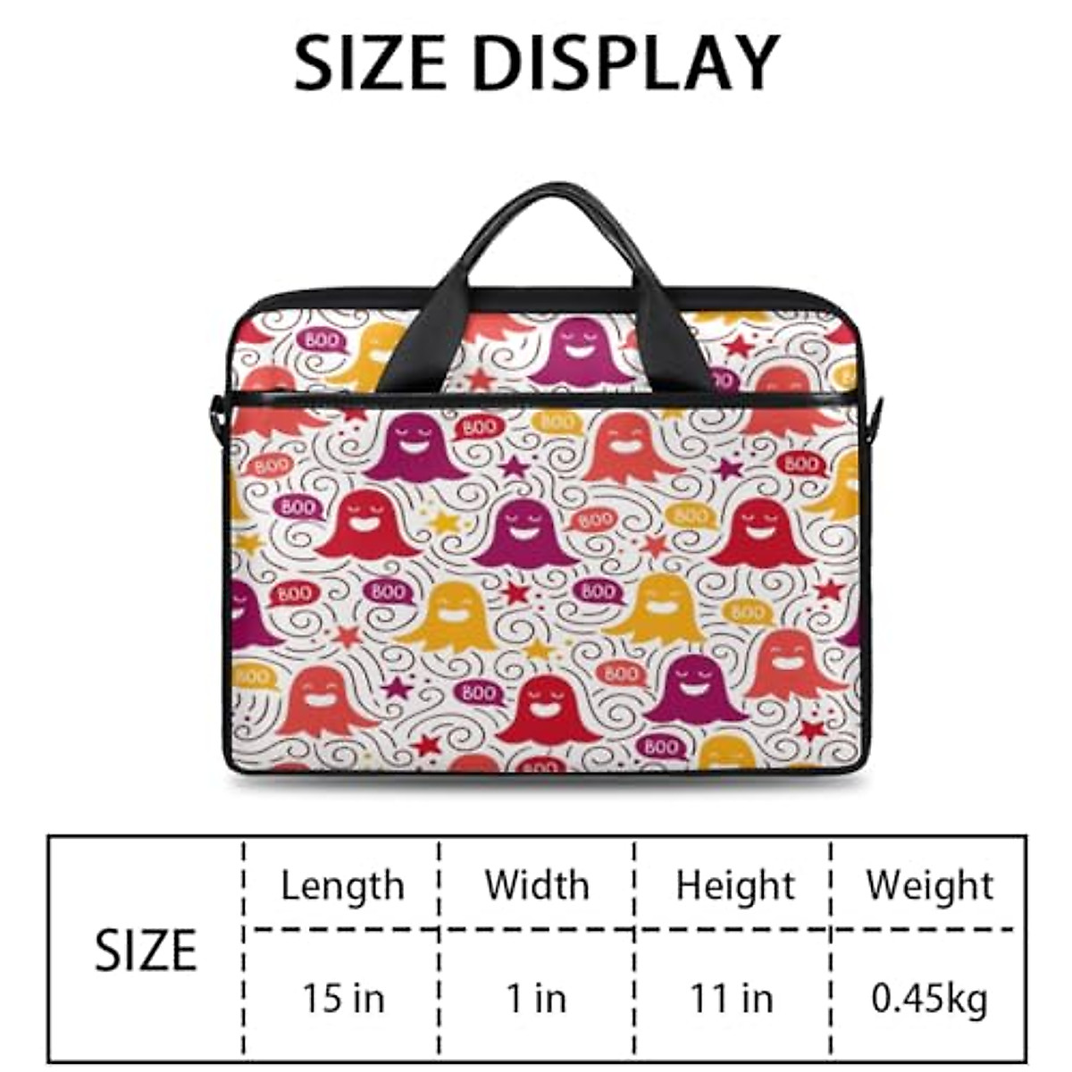 Halloween Ghosts Laptop Computer Bag Waterproof Shoulder Messenger Bag 13-15 inch Durable Laptop Tote Bag with Shoulder Strap Handle Lightweight Crossbody Briefcase