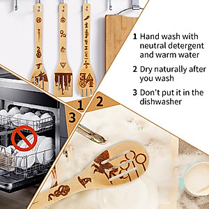 Harry Gifts for Women Kitchen Accessories Wooden Spoons for Cooking Utensils Set 7pcs Magic Wizard Spoon for Wedding&Housewarming-Wooden Spatula for Birthday Gift